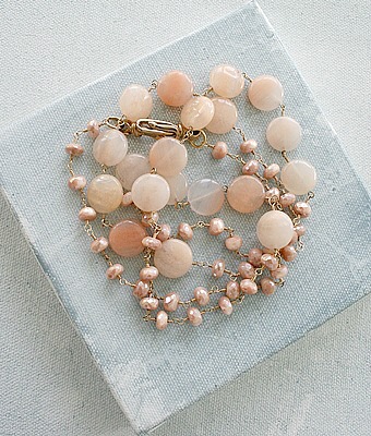 Australian Moonstone, Jasper and Gold Necklace - The Alissa Necklace